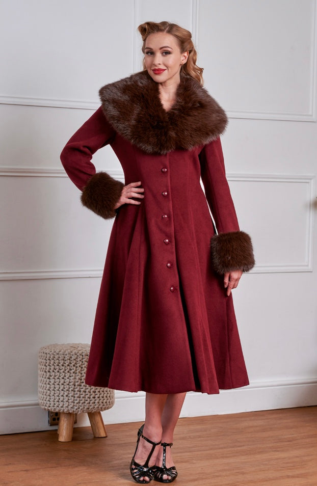 Burgundy Ginger Swing Coat – Pocket Watch and Petticoats
